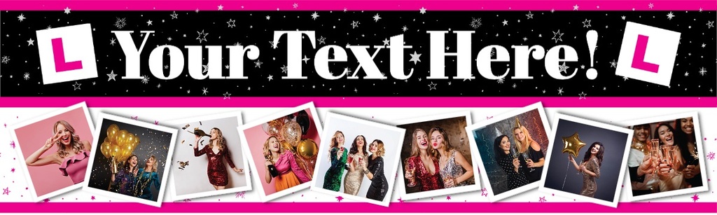 Personalised Hen Do Banner - Learner Driver - Custom Text & 9 Photo ...