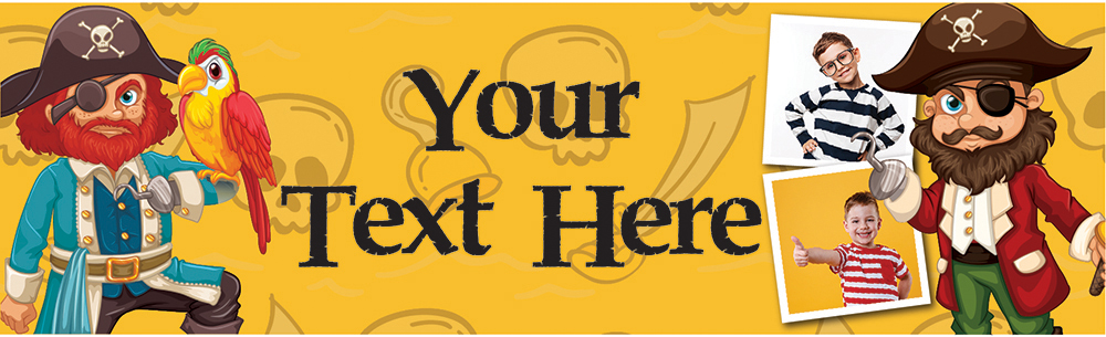 Personalised Happy Birthday Banner - Pirates Kids - Custom Text & 2 ...