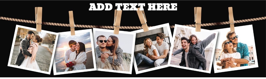 Personalised Party Banner - Black Photo Collage - 6 Photo Upload | Cool ...