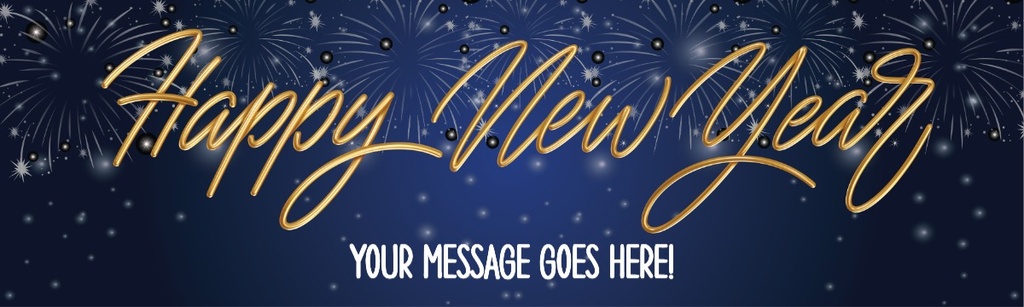 Personalised Happy New Year Banner - Blue Fireworks - Custom Text ...