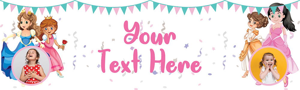 Personalised Birthday Banner - Magical Princess Party - Custom Text & 2 ...