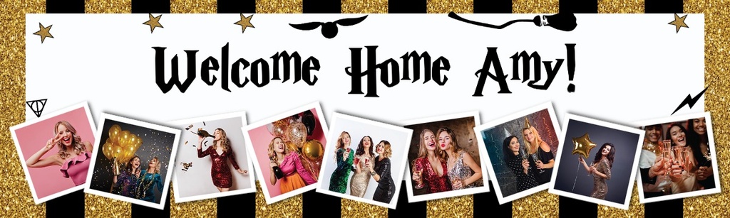Personalised Welcome Home Banner - Wizard Theme - Custom Name & 9 Photo ...