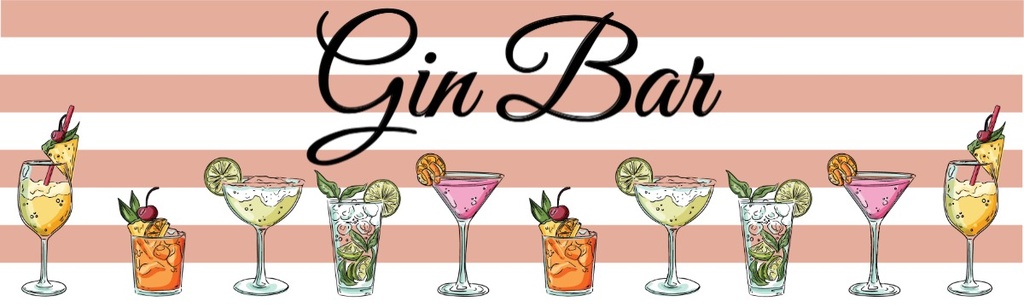 Gin Bar Banner - Cocktails - Pink Stripes | Cool Hippo