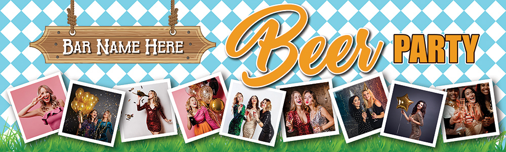 Personalised Beer Party Banner - Custom Text & 9 Photo Upload | Cool Hippo